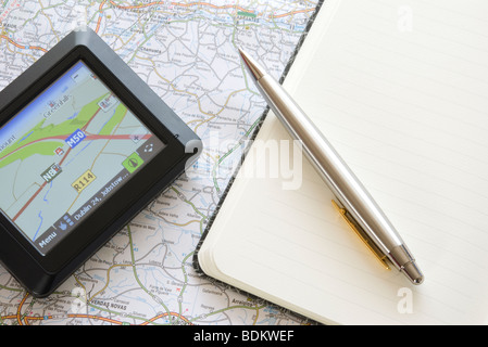 GPS global positioning device with stylus pen and ruler arranged with ...