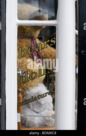 Quaint teddy bear shop with traditional bow window and unusual corner ...