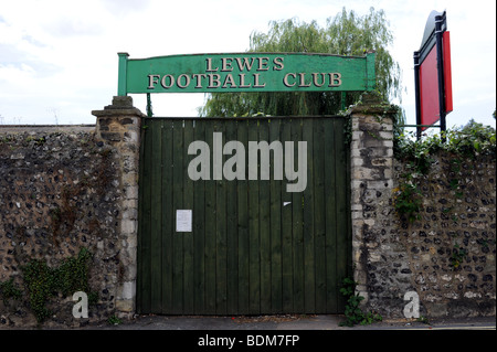 Lewes Football Club entrance sign at their Dripping Pan ground Stock ...