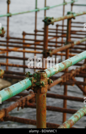 detail of old rust covered scaffolding by sea Stock Photo - Alamy
