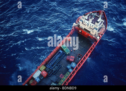 Oil rig support ship that supplies the North Sea Oil fields in England ...