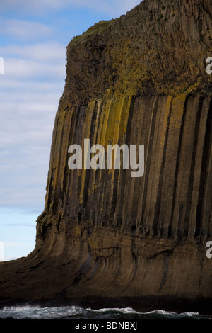 Volcanic basalt Staffa Island colonnade and sea cliffs off Isle of Mull ...