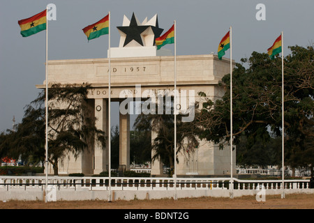 Independence Square and the Black Star monument arch inscribed with ...