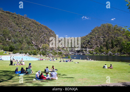 The First Basin in the Cataract Gorge Reserve features a swimming pool ...