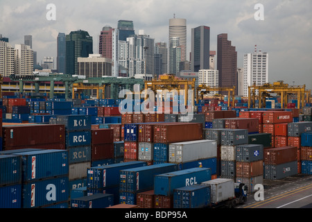 Port of Singapore Authority PSA container cranes stacking the thousands ...