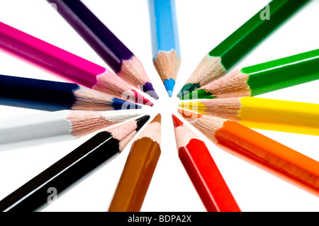 Color pencils on a white background Stock Photo - Alamy
