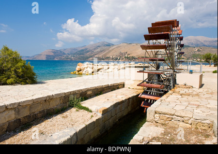 Katavothres waterwheel at Lassi on the Greek Mediterranean island of ...