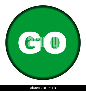 Go green! button isolated on white background Stock Photo - Alamy