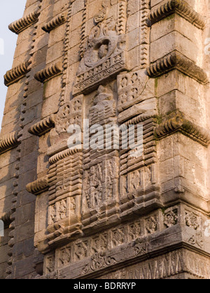 Close-up stone work, Sikhara tower, Bhansi / Bansi Gopal (AKA Rada ...