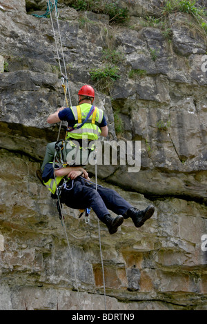 Mountain rescue practice with stretcher in Cheddar Gorge Stock Photo ...