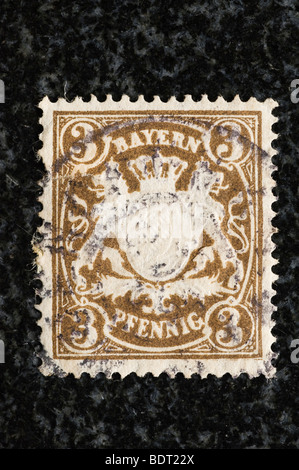 Postage stamp: Bayern (Bavaria), Coat of Arms, 1876, 10 Pfennig ...