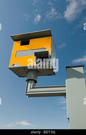a British speed camera known as a gatso on the side of a road on a ...