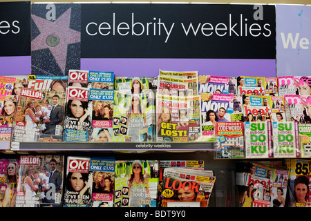 Celebrity gossip / real life magazines on sale in Tesco Stock Photo - Alamy