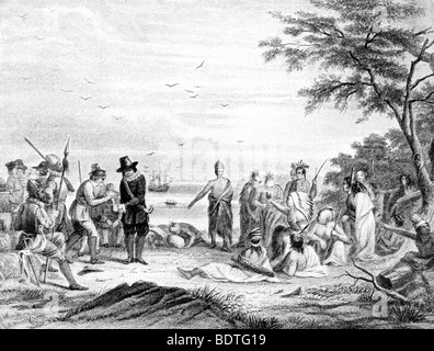 Pilgrim Fathers LAnding New England 1660 shore sea boat God Jesus bible ...