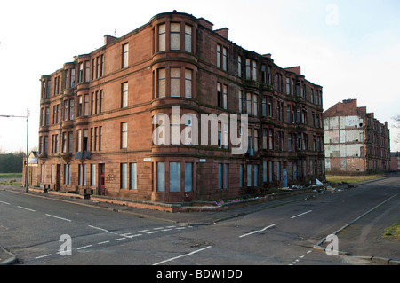 Tenement buildings in Dalmarnock, Glasgow, Scotland awaiting demolition ...
