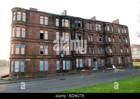 Tenement buildings in Dalmarnock, Glasgow, Scotland awaiting demolition ...