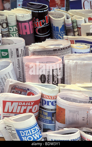 Newspaper stand selling international foreign newspapers for sale on a ...