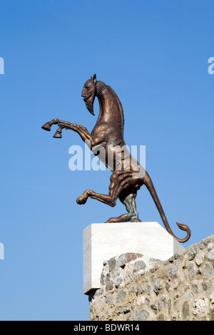 A mythical figure of the Kantaur on the old city walls Pecs, Hungary ...