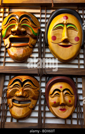 Souvenir Traditional Carved Wooden Tal Masks Insadong Seoul Korea Stock ...
