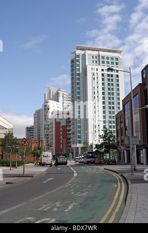 Modern skyline Cardiff city centre Wales, The Radisson Blu hotel centre ...