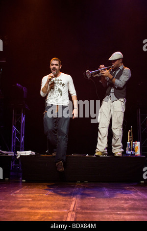 Roldán González Rivero of the Cuban band Orishas performing live in the ...