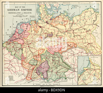 Original old map of Germany from 1875 geography textbook Stock Photo ...