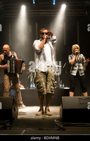 Swiss rapper Marco Bliggensdorfer aka Bligg playing live at the Heitere ...