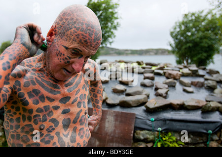 Tom Leppard the Worlds Most tattooed man October 1994 Stock Photo - Alamy