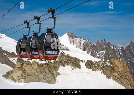 Cable car between Aiguille du Midi and Punta Helbronner, Funivie Monte ...