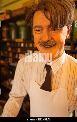 A lifesize model shopkeeper in an old fashioned store at Gressenhall ...
