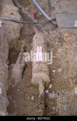 roadworks, underground electrical cable 11,000 volt, being dug out of ...