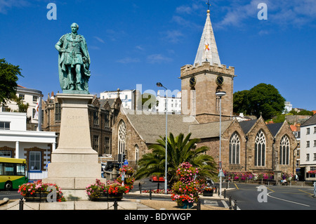 Statue of Prince Albert, Town church behind, Saint Peter Port Guernsey ...