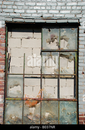 Windowless red brick building in the shape of a warehouse, modern ...