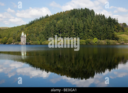 Trees and the Victorian Straining Tower reflecting in the waters of ...
