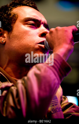 A singer with the band rap Freestylers performing at the Lynx Voodoo ...