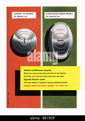 Old 1950s British Advertising for Ingersoll Locks Stock Photo - Alamy