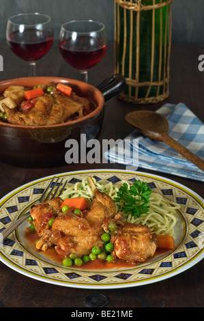 Maltese rabbit stew and spaghetti Malta Food Stock Photo - Alamy