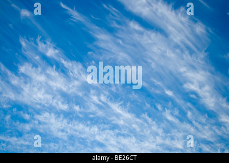 Cirrus Uncinus clouds in a blue sky Stock Photo - Alamy