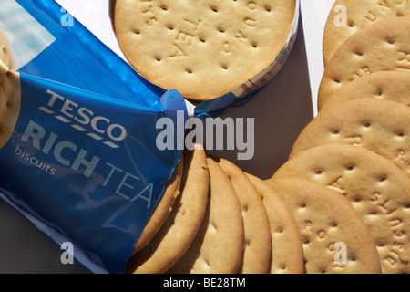 Packet of opened Tesco Rich Tea biscuits Stock Photo - Alamy