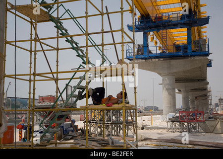 Dubai metro construction track line support column Stock Photo - Alamy