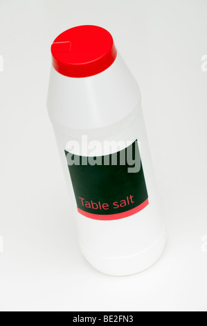 White plastic container of "table salt Stock Photo - Alamy