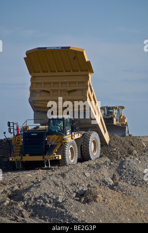 Big earth moving equipment at open cast coal mining site, Caterpillar ...