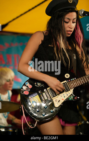Maha performing with the all-girl rock band The Kut, in the Rocklands ...