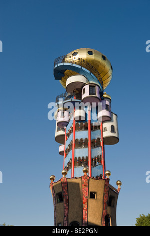 Hundertwasser tower of the Kuchelbauer Brewery, Abensberg, Lower ...