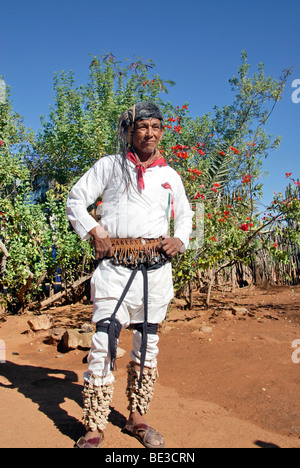 Mayo Indian man in traditional dress ready to do the deer dance near El ...