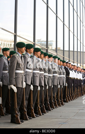 Guard of the Bundeswehr German army exercises at the Ceremonial oath of ...