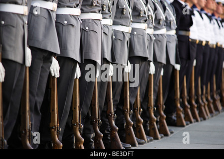 Guard of the Bundeswehr German army exercises at the Ceremonial oath of ...