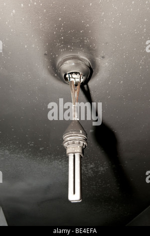 Melted light bulb and fitting at house fire Stock Photo - Alamy