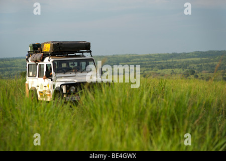 Land Rover Defender in Murchison Falls National Park in Uganda Stock ...