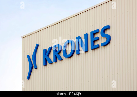 Logo of the Krones AG company on a factory hall in Neutraubling ...